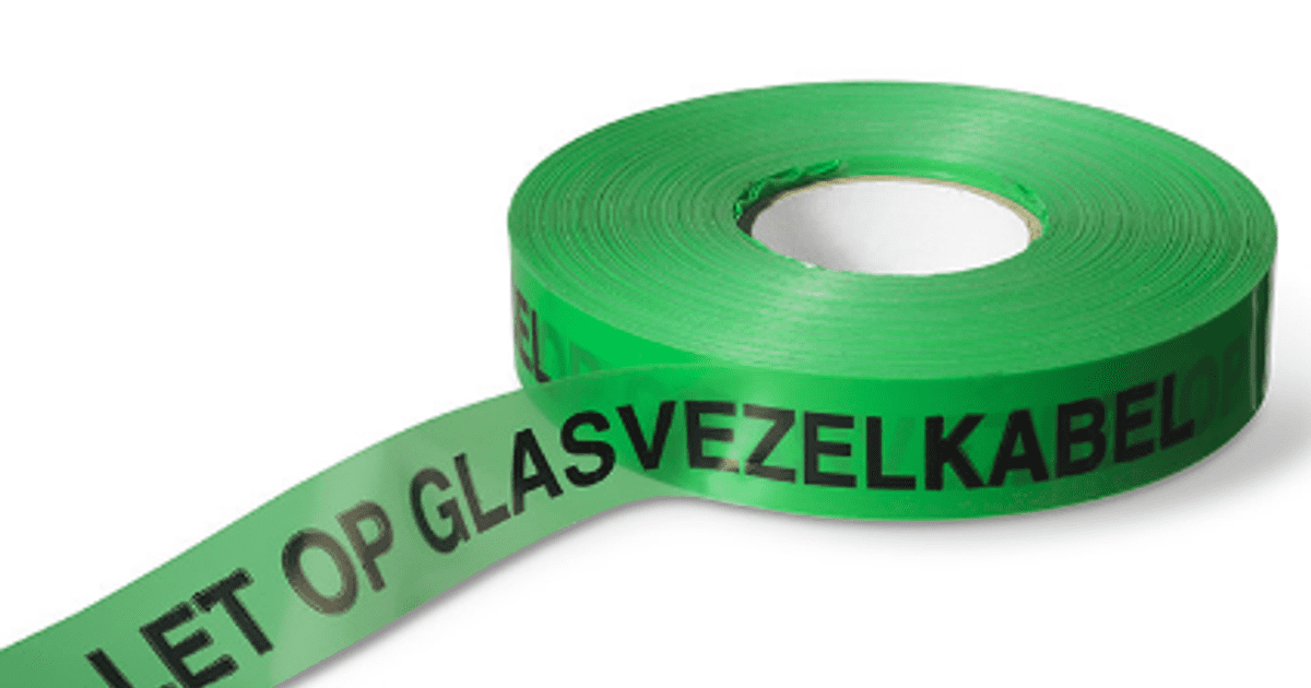 Waarschuwingslint '' let op glasvezelkabel'' groen